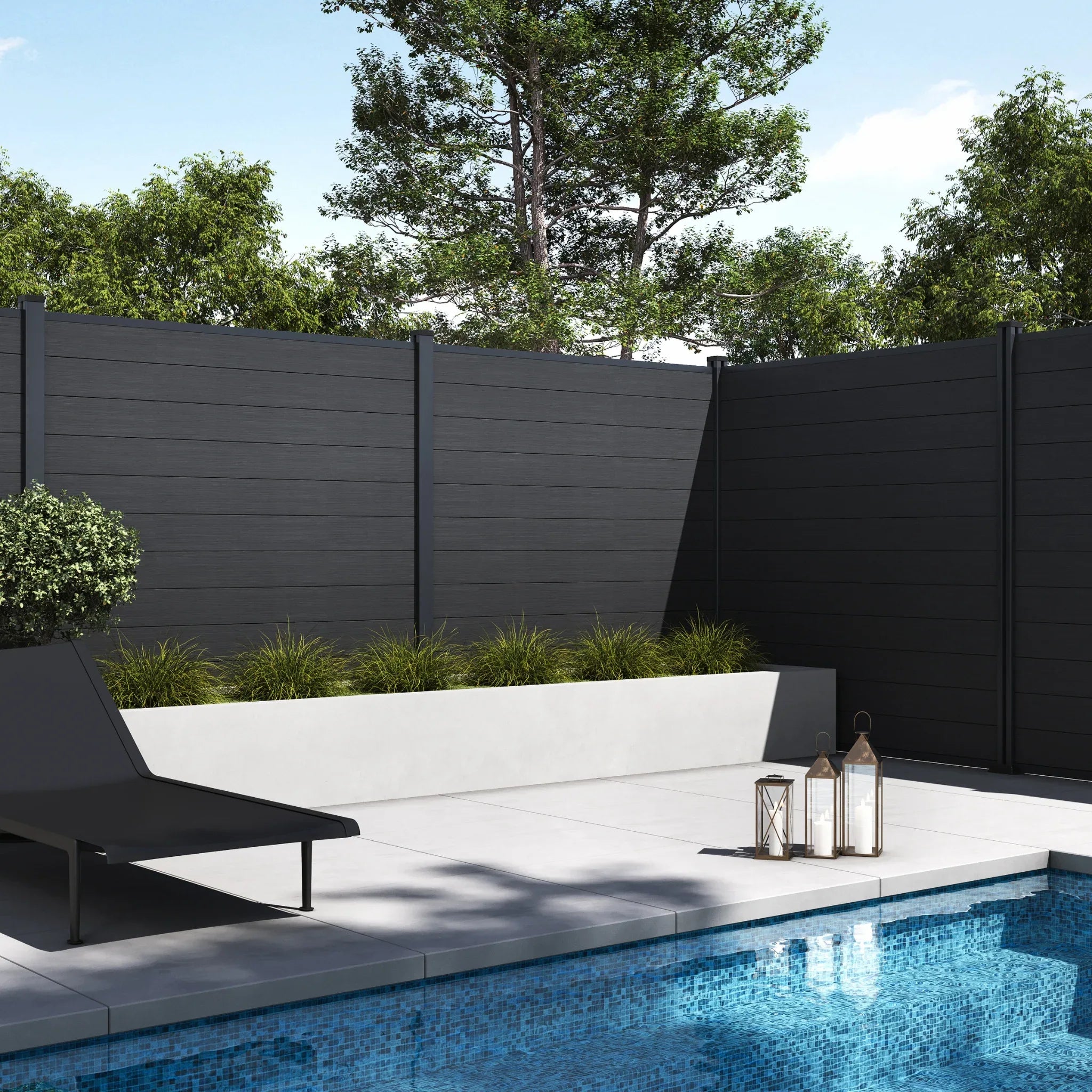 Composite Flat Fencing Kit – 15.7 cm × 1.8 m Slats, 6ft High – Tuda Grass