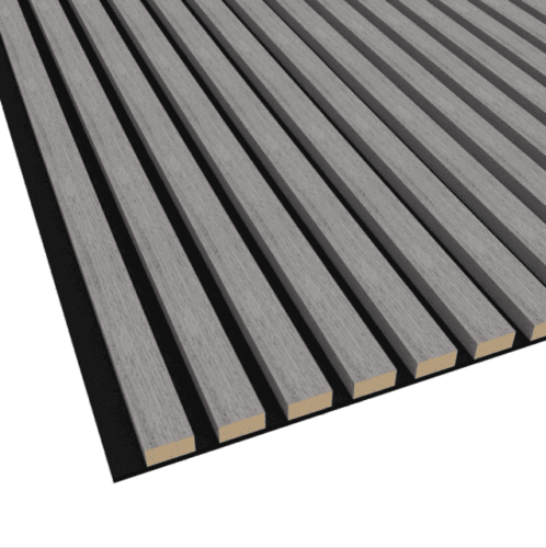 Grey Acoustic Wood Veneer Wall Panel Series 1 Sample | Tuda Grass