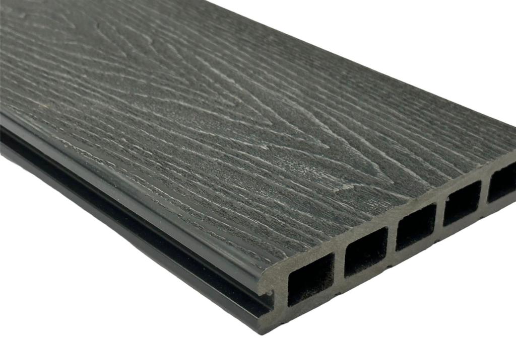 Grey Woodgrain Composite Decking Sample – Tuda Grass